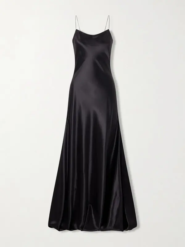 Alaïa Draped Silk-satin Gown - Black