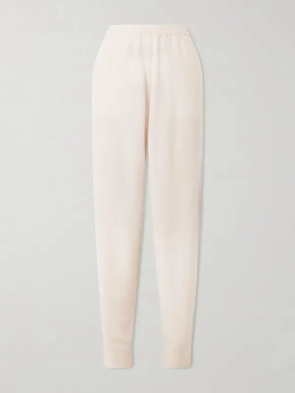 ALLUDE Wool And Cashmere-blend Tapered Pants - Neutrals