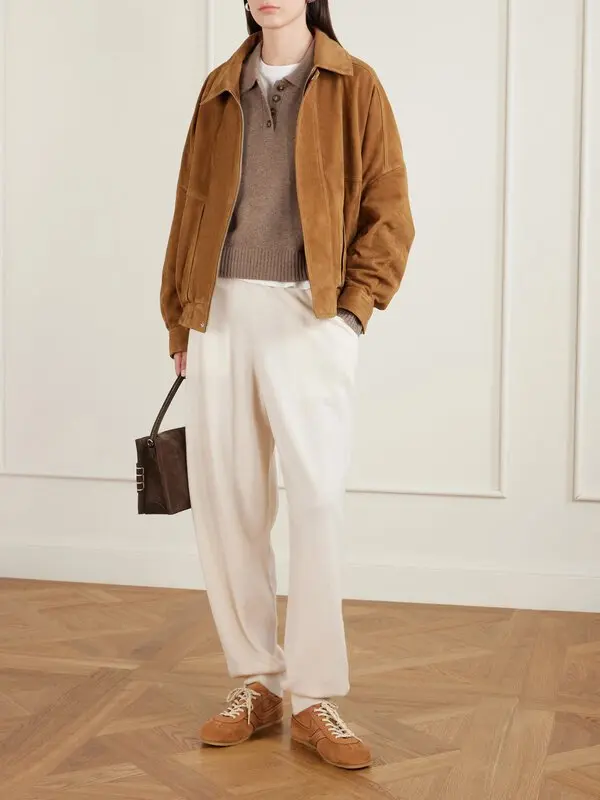 ALLUDE Wool And Cashmere-blend Tapered Pants - Neutrals