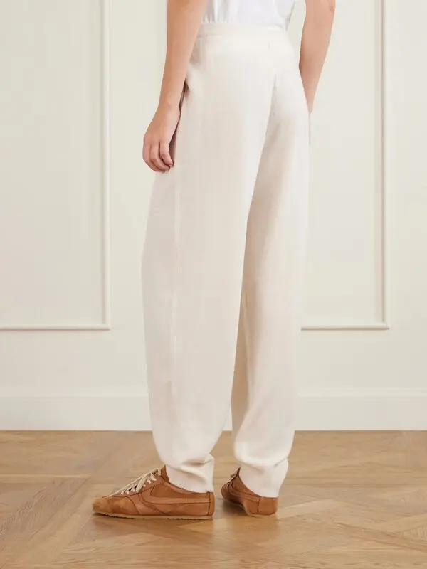 ALLUDE Wool And Cashmere-blend Tapered Pants - Neutrals