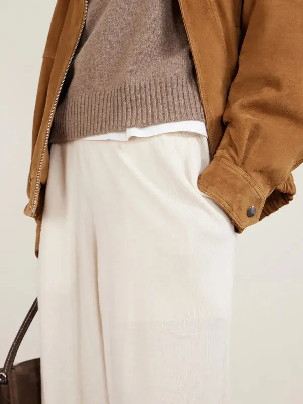 ALLUDE Wool And Cashmere-blend Tapered Pants - Neutrals