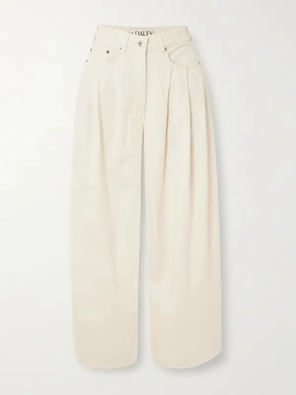 S.S.DALEY Ivy Pleated Cropped Barrel-leg Jeans
