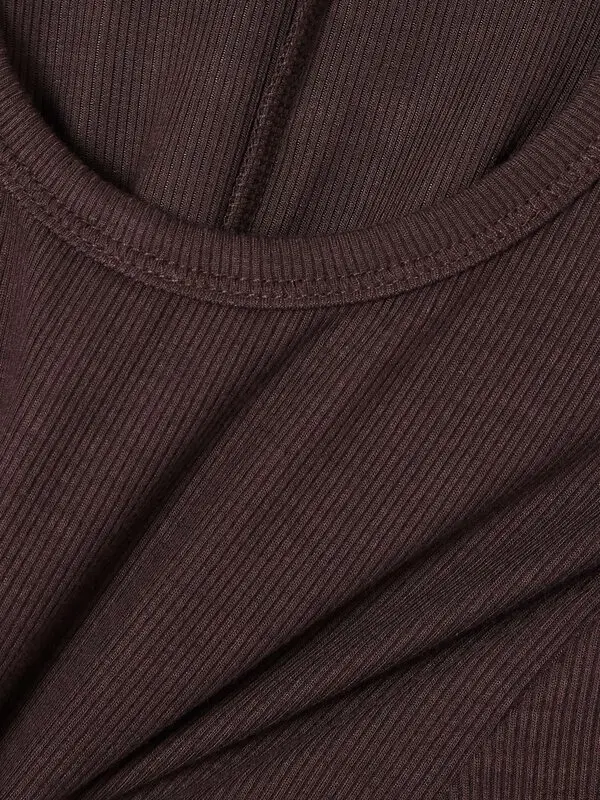 Eterne Ribbed Jersey Top - Chocolate