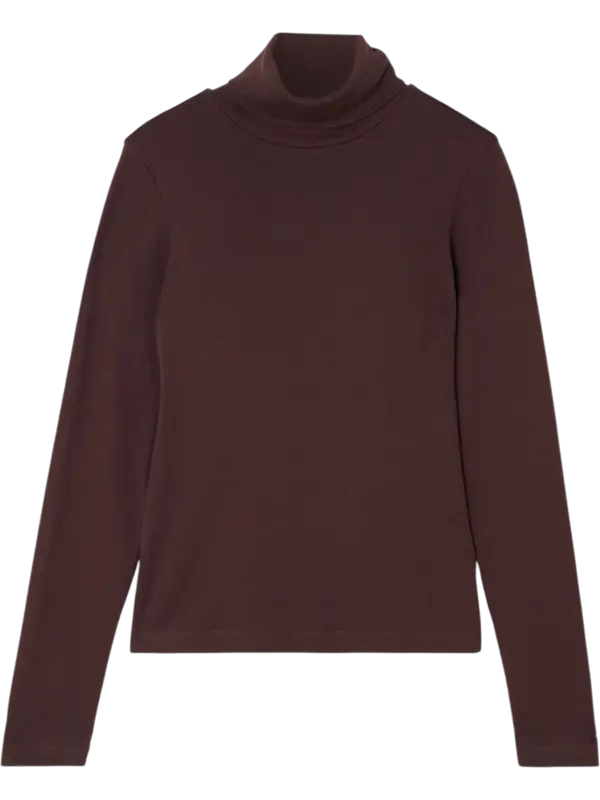 FLORE FLORE Dinah Ribbed Turtleneck Top - Brown