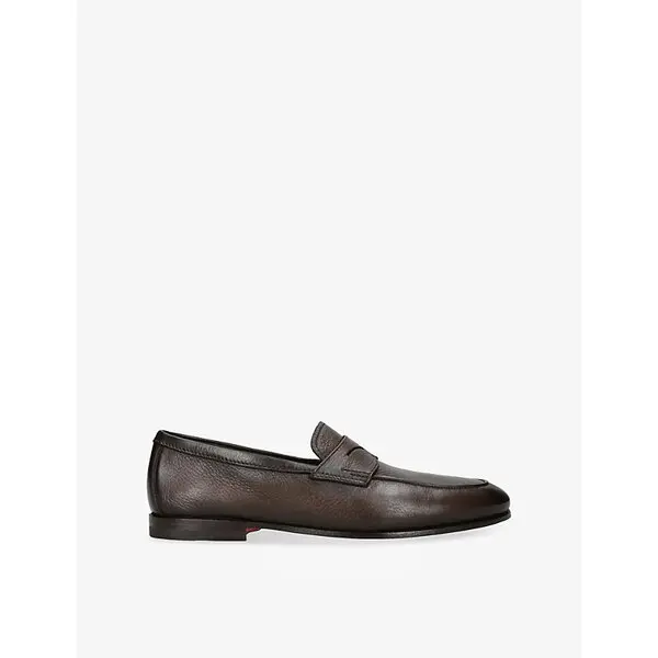 Santoni Carlo Grained Leather Penny Loafers