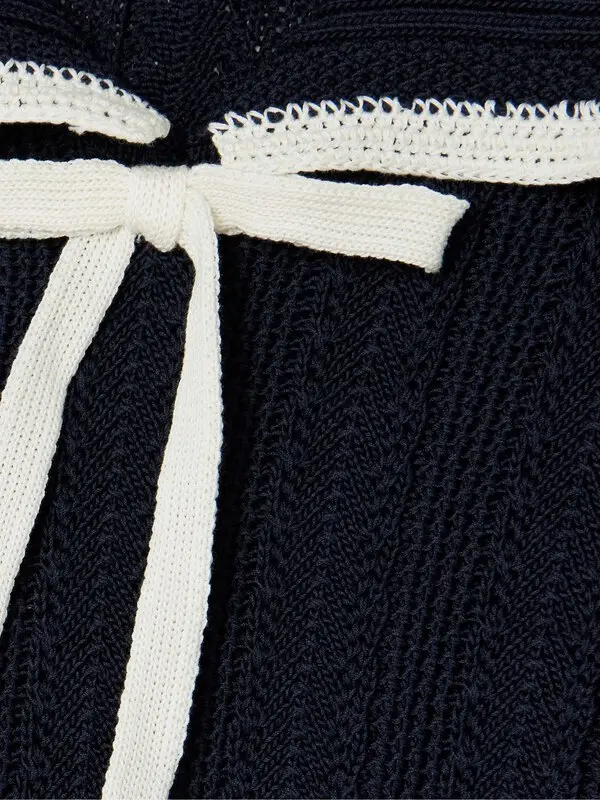 Rixo Pippa Bow-detailed Two-tone Sweater - Navy