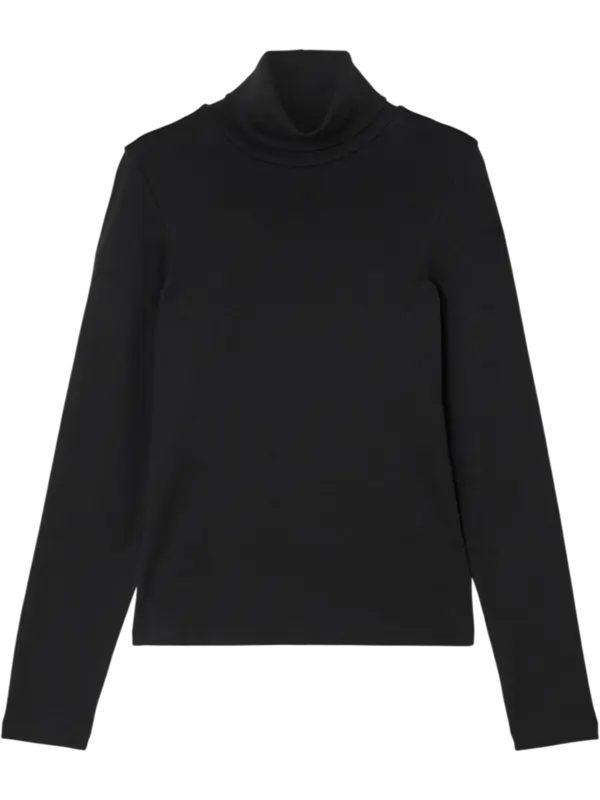 FLORE FLORE Dinah Ribbed Organic Turtleneck Top - Black