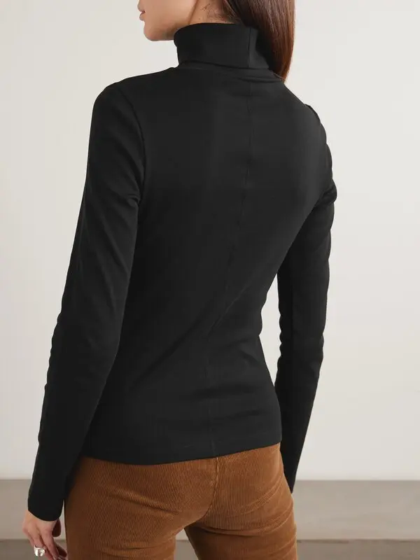 FLORE FLORE Dinah Ribbed Organic Turtleneck Top - Black