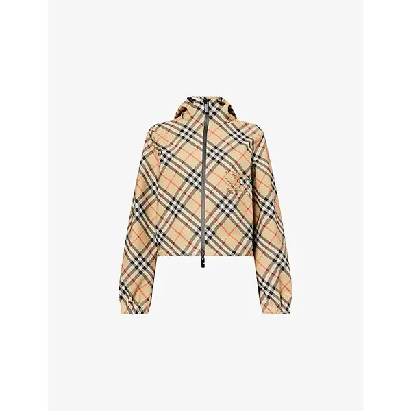 Burberry Check-print Hooded Woven Jacket
