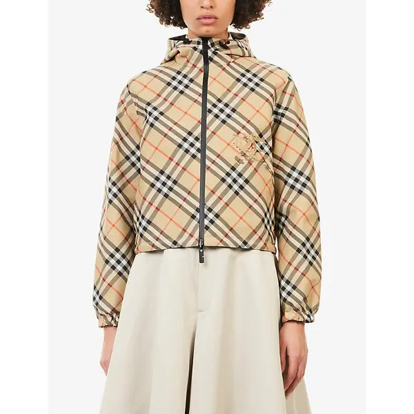 Burberry Check-print Hooded Woven Jacket