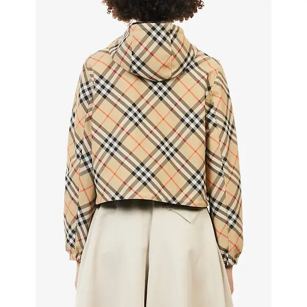 Burberry Check-print Hooded Woven Jacket