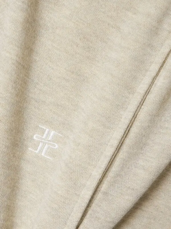 Eterne Embroidered French Cotton-blend Terry Wide-leg Sweatpants - Neutrals