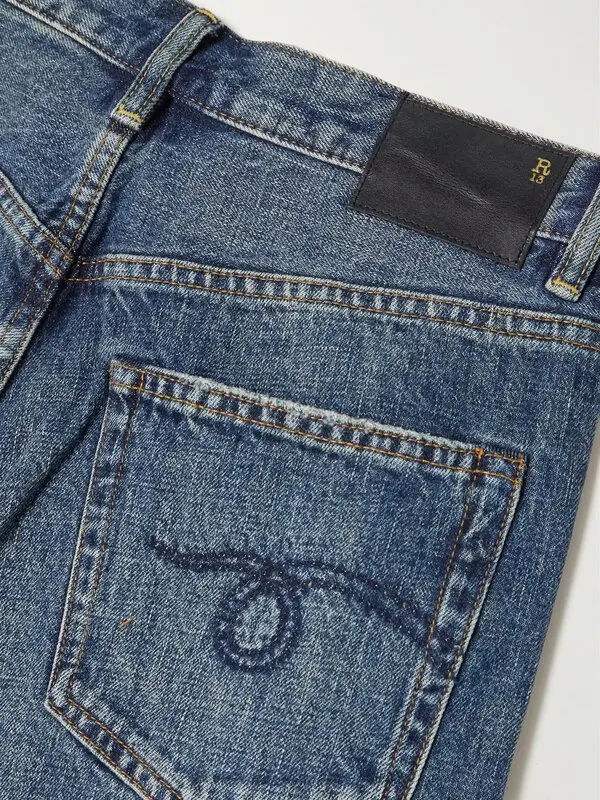 R13 Boyfriend Distressed Straight-leg Jeans - Blue