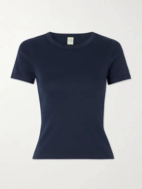 FLORE FLORE Car Ribbed Organic Cotton-jersey T-shirt - Blue