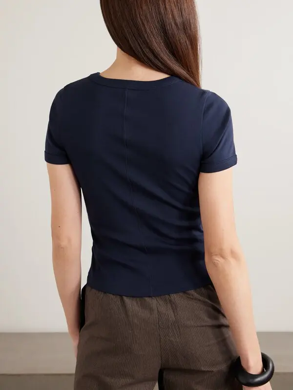 FLORE FLORE Car Ribbed Organic Cotton-jersey T-shirt - Blue