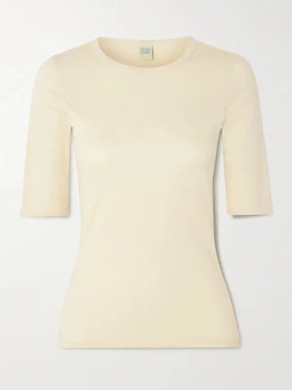 FLORE FLORE Anna Organic Cotton-jersey T-shirt - Neutrals