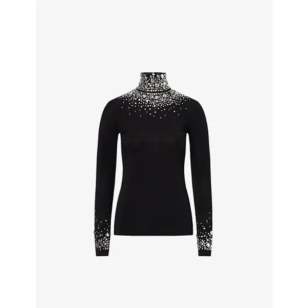 Rabanne Studded Long-sleeve Jersey Top