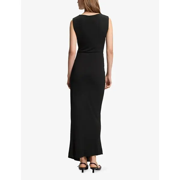 Hugo Buckle-embellished Wrap-effect Jersey Maxi Dress