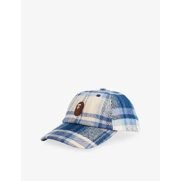 A BATHING APE Check-pattern Brand-embroidered Baseball Cap - Navy