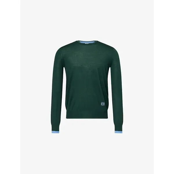 Loewe Contrast-cuffs Crewneck Wool Jumper