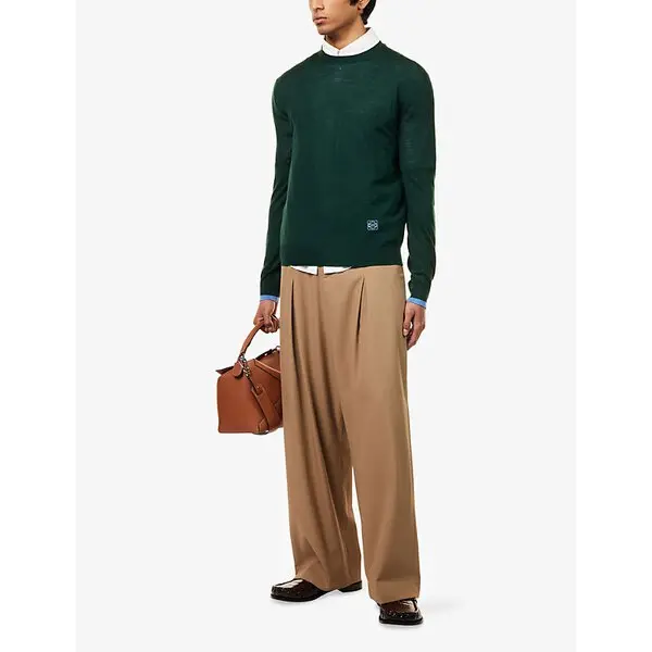 Loewe Contrast-cuffs Crewneck Wool Jumper