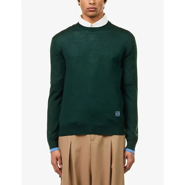 Loewe Contrast-cuffs Crewneck Wool Jumper