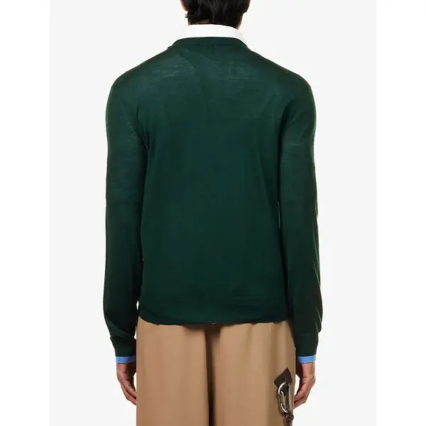 Loewe Contrast-cuffs Crewneck Wool Jumper