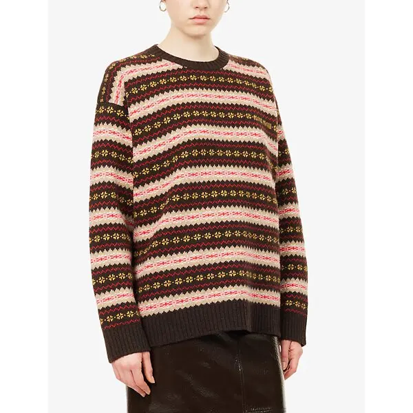Miu Miu Fair Isle Wool Knitted Jumper - Moro