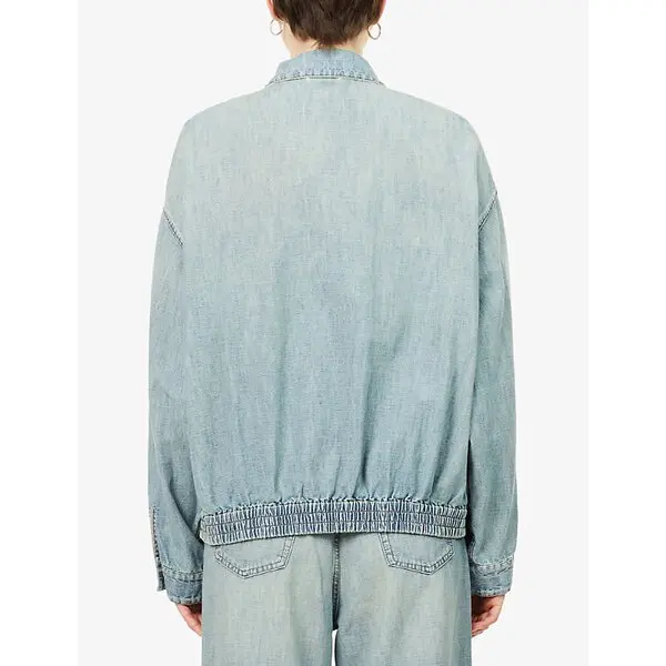 Miu Miu Logo-embroidered Chambray Jacket