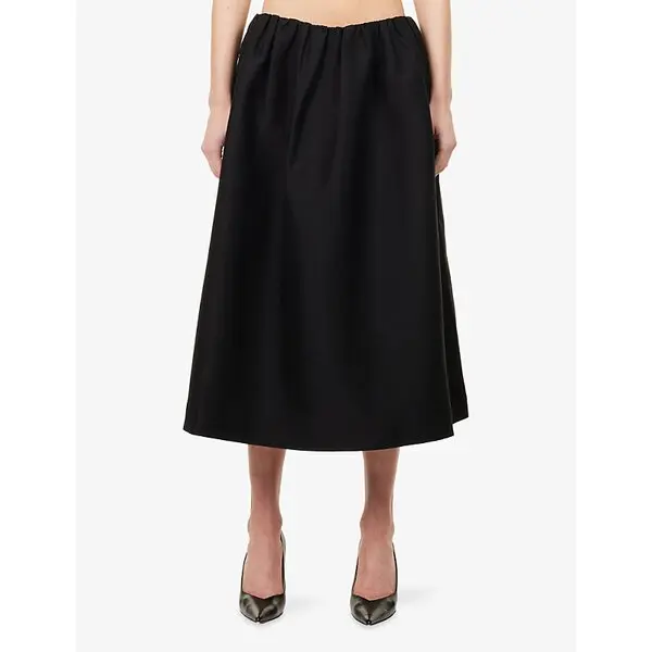 TOTEME Wool And Silk-blend Midi Skirt - Black