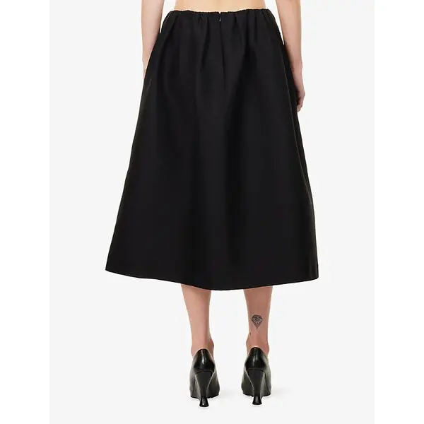 TOTEME Wool And Silk-blend Midi Skirt - Black