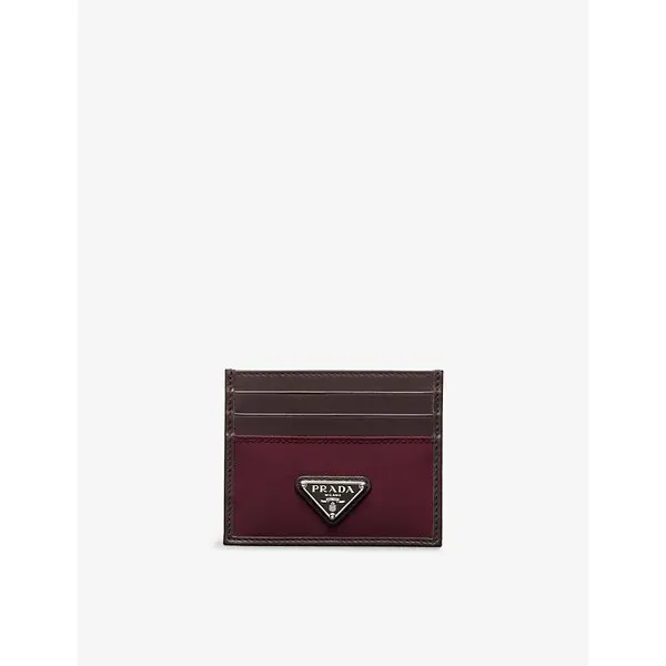 Prada Re Nylon And Leather Card Holder - Burgundy