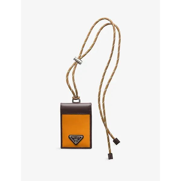 Prada Re Nylon And Leather Card Holder - Orange
