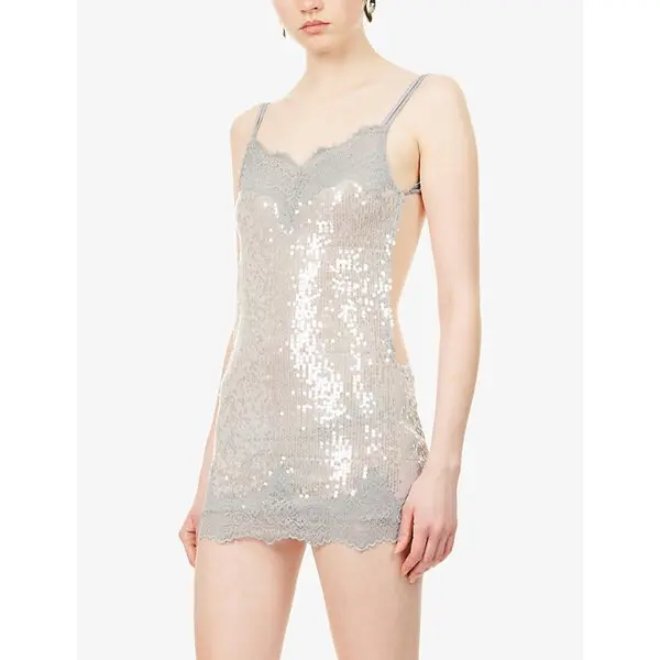 jaded london silver dress Adriana Sequin Mini | Jaded London Grey Marl Fringe