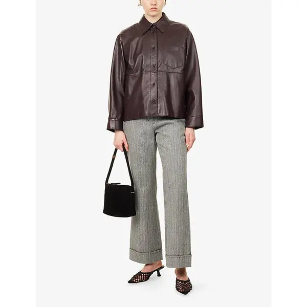 Max Mara Panelled Leather Shirt Jacket