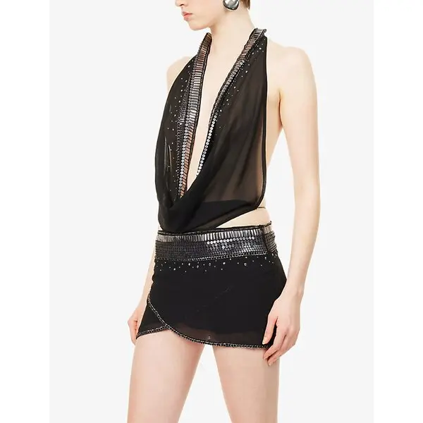JADED LONDON Embellished Chiffon Mini Dress