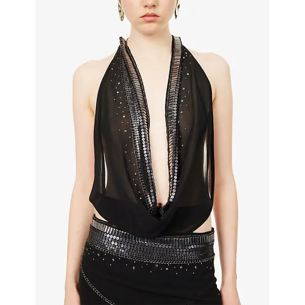 Jaded London Embellished Chiffon Mini Dress - Black | Editorialist