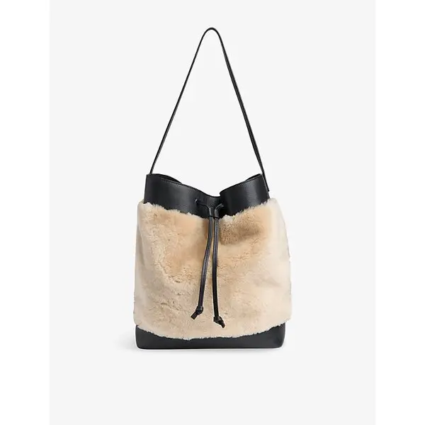 Whistles Sasha Shearling And Leather Tote Bag - Multi-coloured