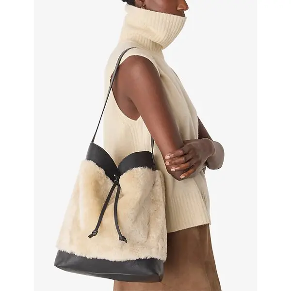 Whistles Sasha Shearling And Leather Tote Bag - Multi-coloured