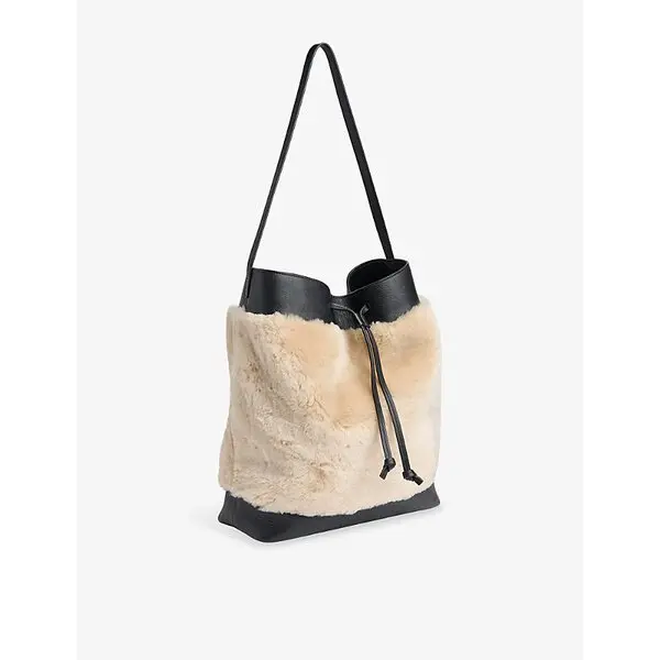 Whistles Sasha Shearling And Leather Tote Bag - Multi-coloured