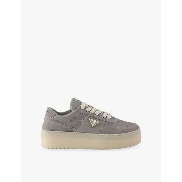 Prada Downtown Bold Re-nylon And Suede Trainers - Grey