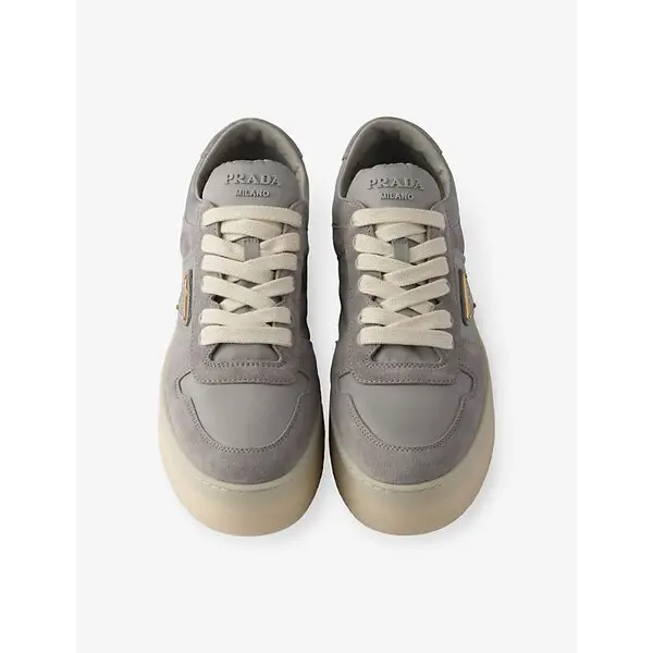 Prada Downtown Bold Re-nylon And Suede Trainers - Grey