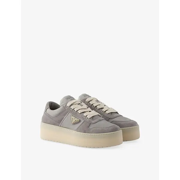 Prada Downtown Bold Re-nylon And Suede Trainers - Grey