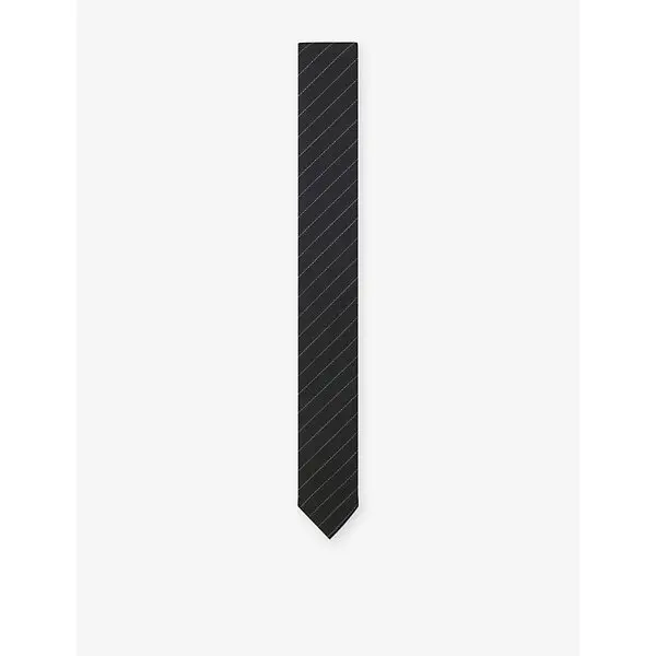 Hugo Stripe-pattern Silk-jacquard Neck Tie - Black
