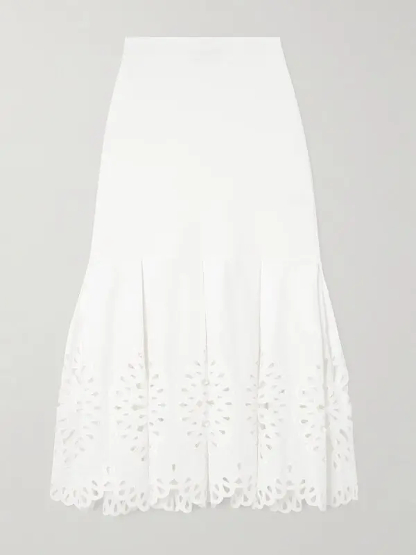 Simkhai Cotton-blend Guipure Lace Midi Skirt - White