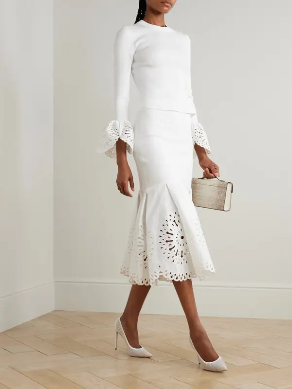 Simkhai Cotton-blend Guipure Lace Midi Skirt