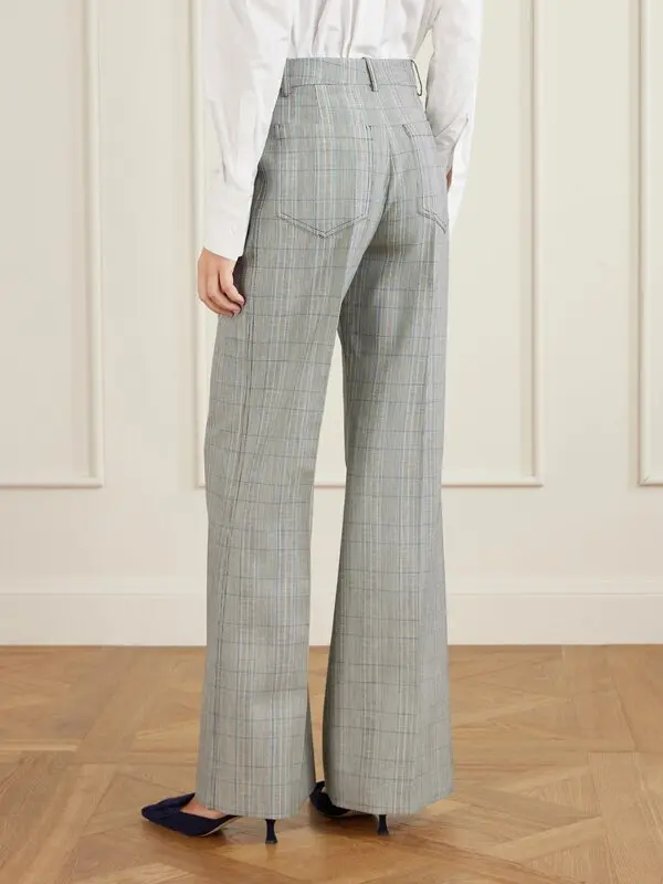 Victoria Beckham Alina Checked Wool Wide-leg Pants