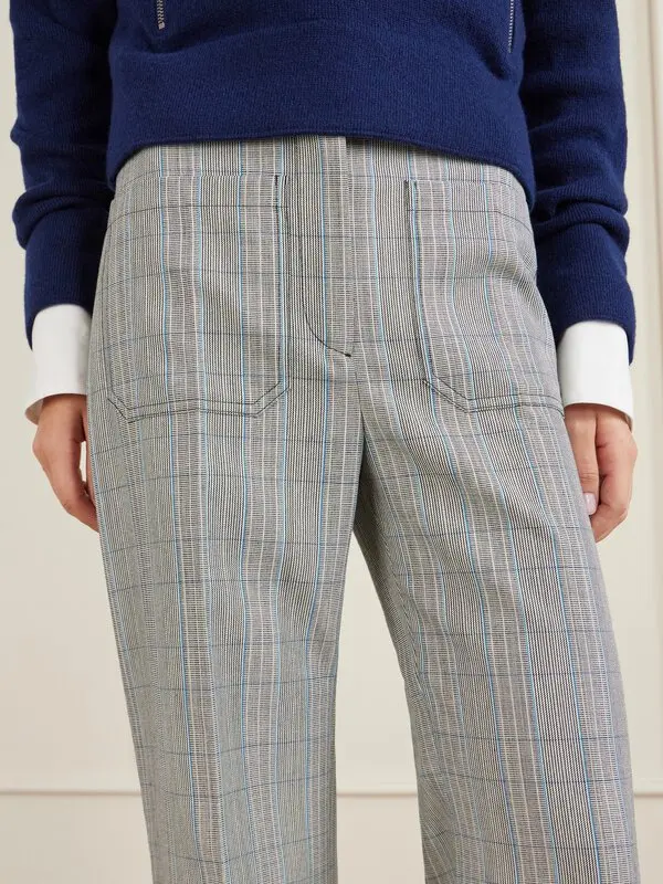 Victoria Beckham Alina Checked Wool Wide-leg Pants