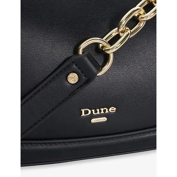 DUNE Small Leather Shoulder Bag - Black Plain Leather