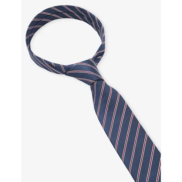 Hugo Stripe-pattern Silk Tie - Open Blue